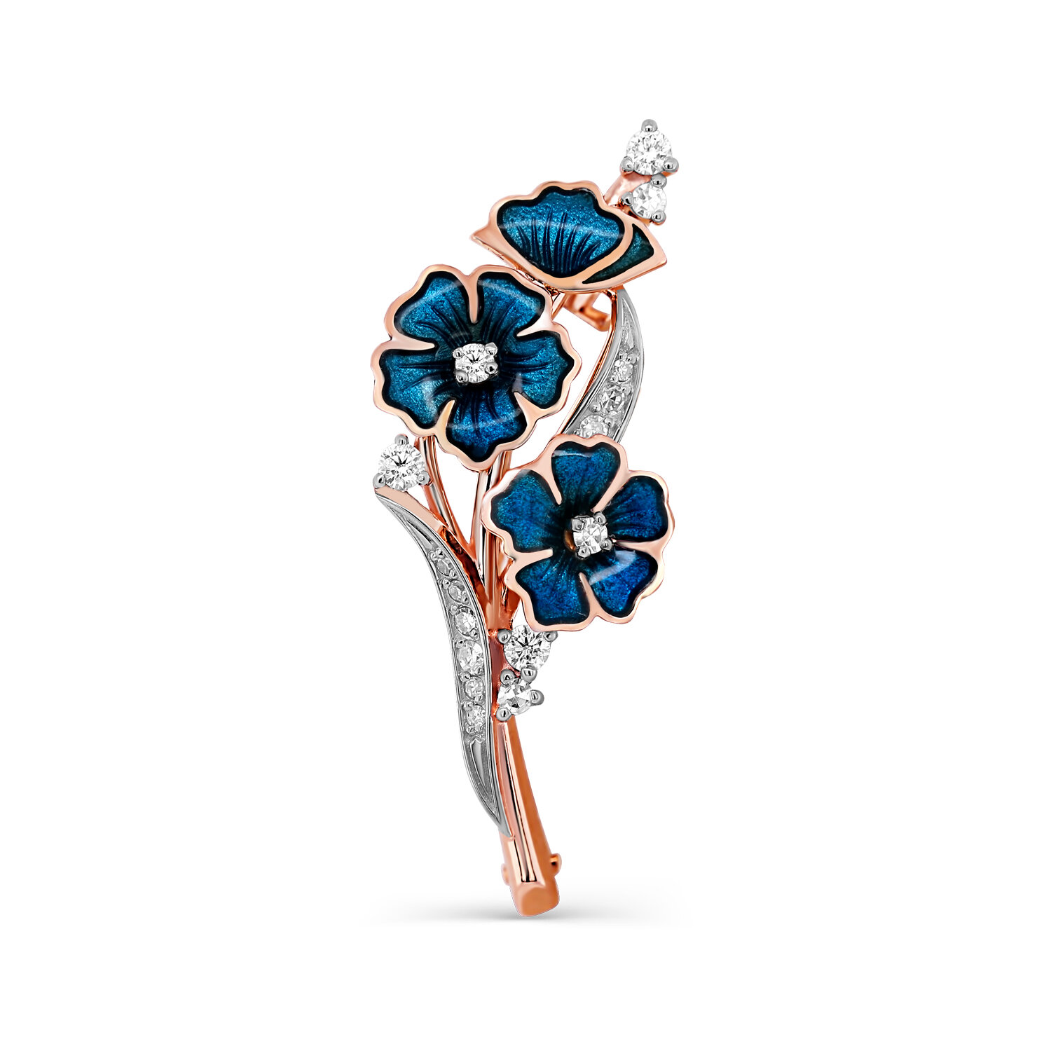 Брошь, красное золото, 585 проба, бриллиант