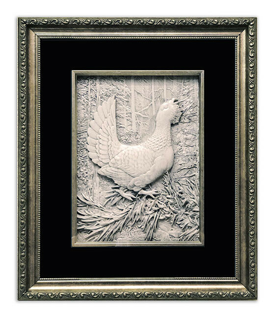 Панно "Глухарь". Керамика, ручная работа, 46x36 см.