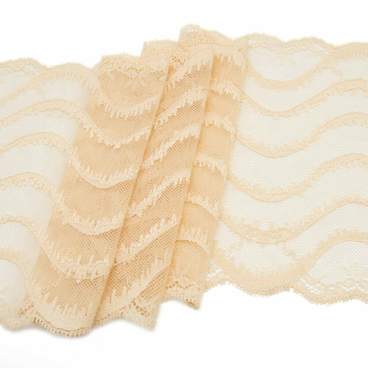 Кружево эластичное для шитья нижнего белья Айрис, 20,5см*10м (бежевый)