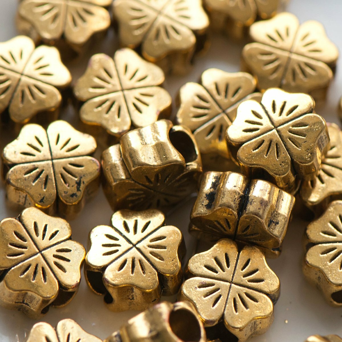 Евробусины 10 шт./ Металлические бусины с большим отверстием, 10х10х4 мм, цвет античное золото