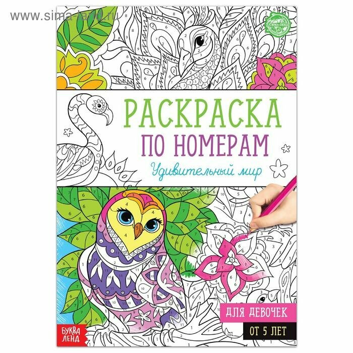 Раскраска по номерам Удивительный мир, 16 стр, формат А4, 2 шт.