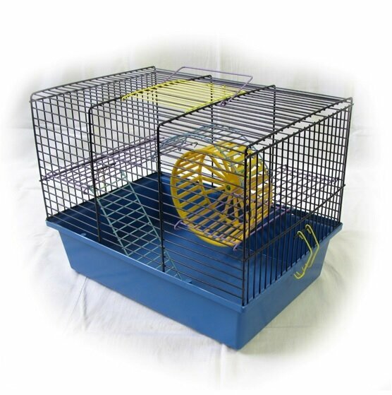 Вака Клетка для грызунов "Венеция малая с мостиком", 1-ярусная, прямоугольная, с мостиком, с полочками, с колесом, 36х25х26.5 см