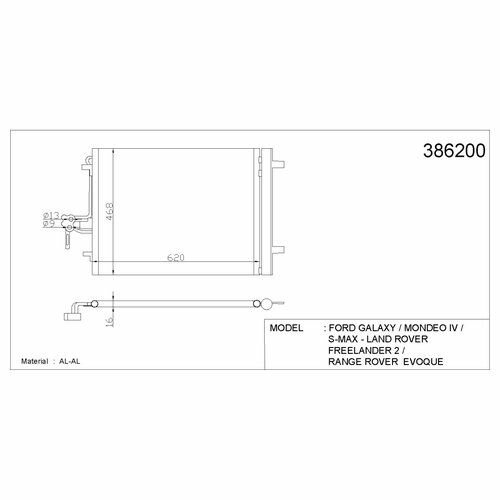 Радиатор кондиционера FORD GALAXY/ MONDEO IV/ S-MAX- LAND ROVER DISCOVERY SPORT/ FREELANDER 2/ RANGE Kale 386200