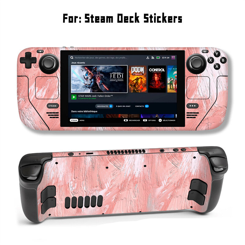 Наклейка/защитная плёнка для Steam Deck NO. 1242, розовые разводы