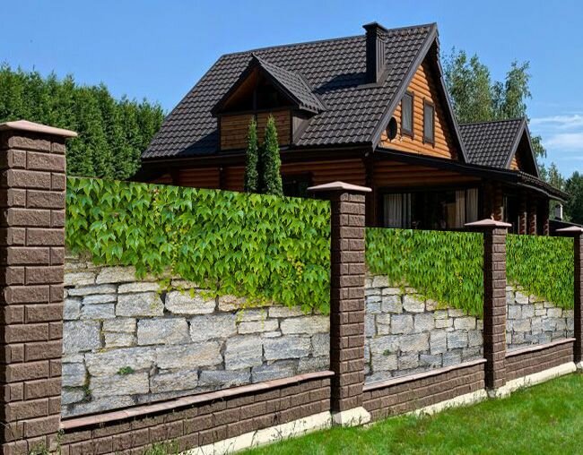 Фотосетка для забора и фасада 3 х 2 м без люверсов / Зелень и камни