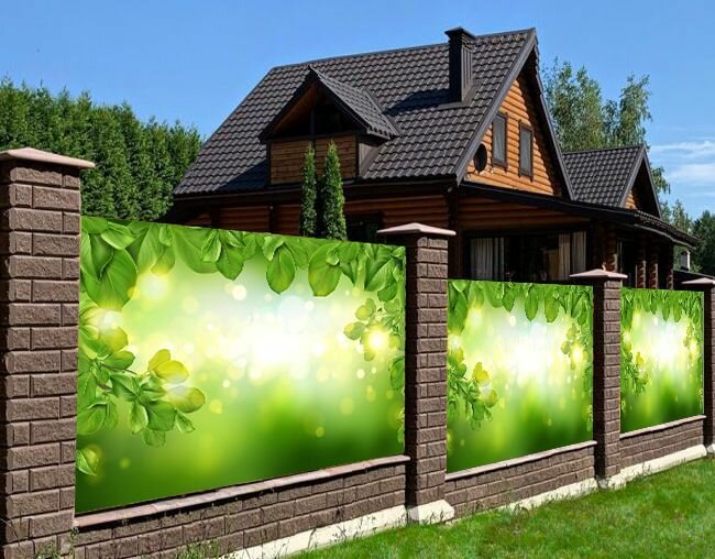 Фотосетка для забора и фасада 3 х 2 м без люверсов / Зелень 1