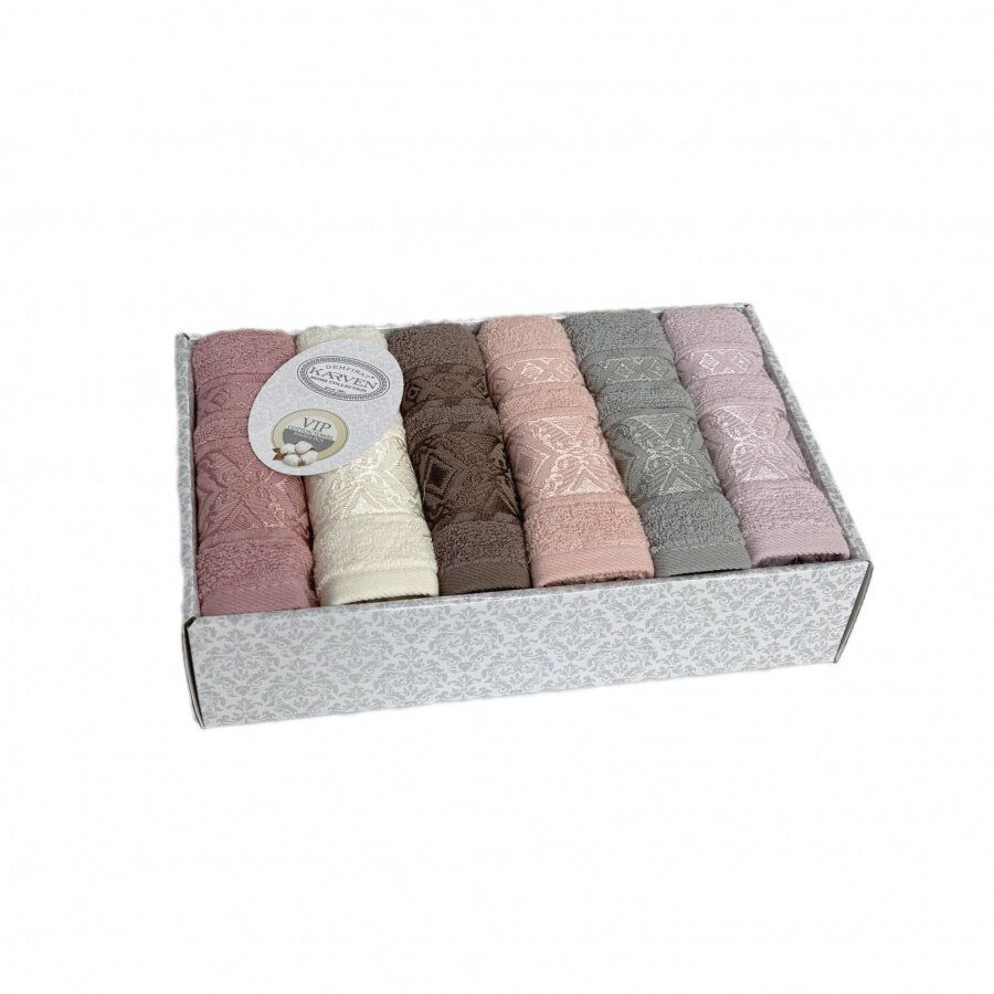 Комплект полотенец с вышивкой 30x50 (6 шт) 716 FALFA DF (разноцветный), Комплект полотенец (30x50см)