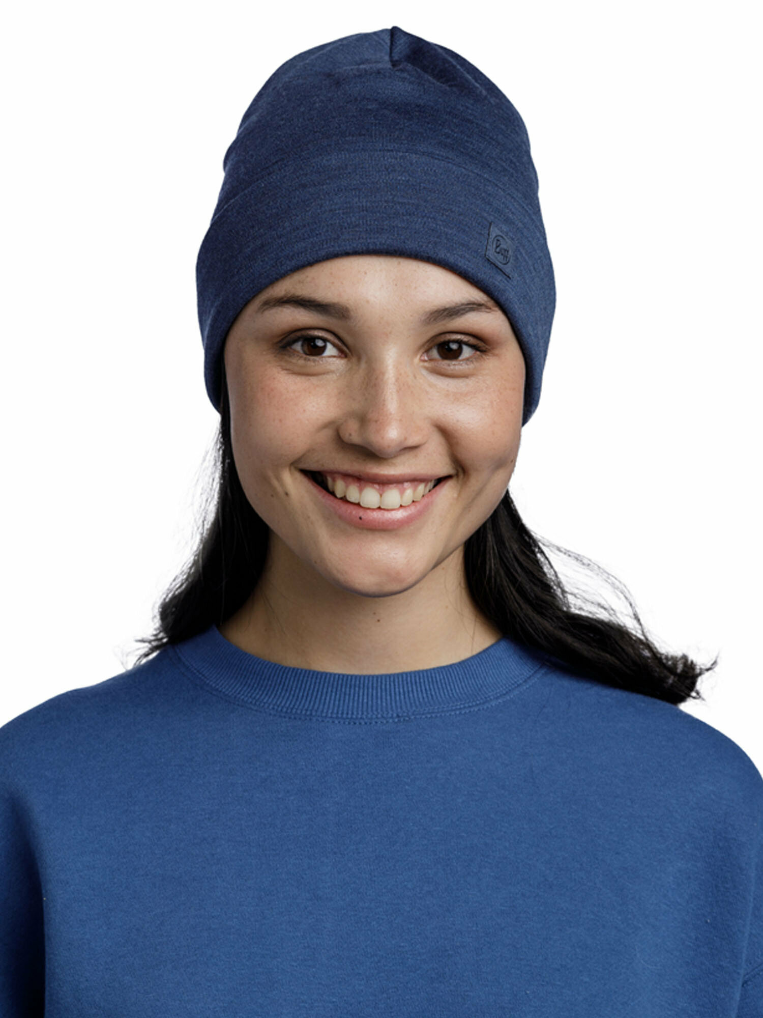Шапка-бини Buff Merino heavyweight hat для взрослых и детей, размер OneSize, синий — фото 1