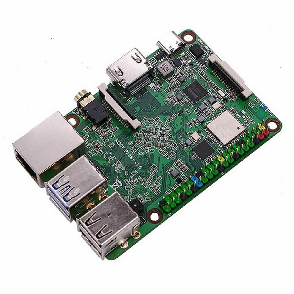 Плата микрокомпьютера ROCK PI 4B Plus (4GB / 32GB eMMC)