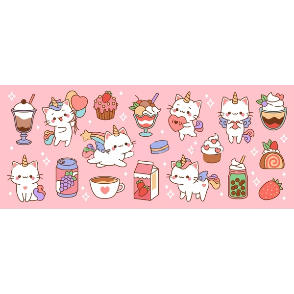 Наклейки стикеры Сладости и котик