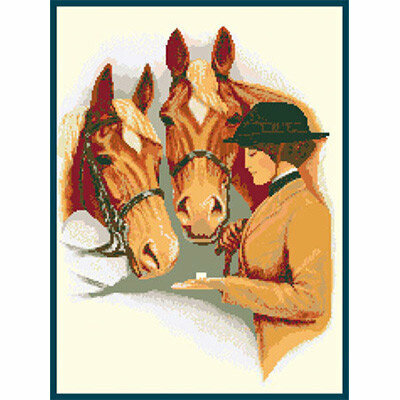 Схема для вышивания цветная А3 ДК-284 Жокей с лошадьми 170х230 подробная инструкция