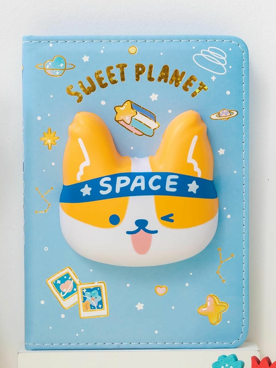 Записная книжка блокнот с сквиш апликацией антистресс для учебы и творчества Милая канцелярия