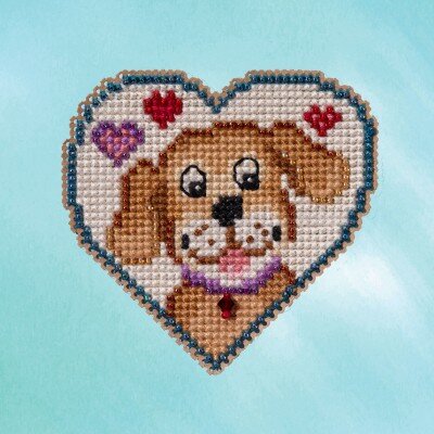 Набор для вышивания Mill Hill #MH182315 Puppy Love (Щенячья любовь), Счетный крест, 7 x 7 см