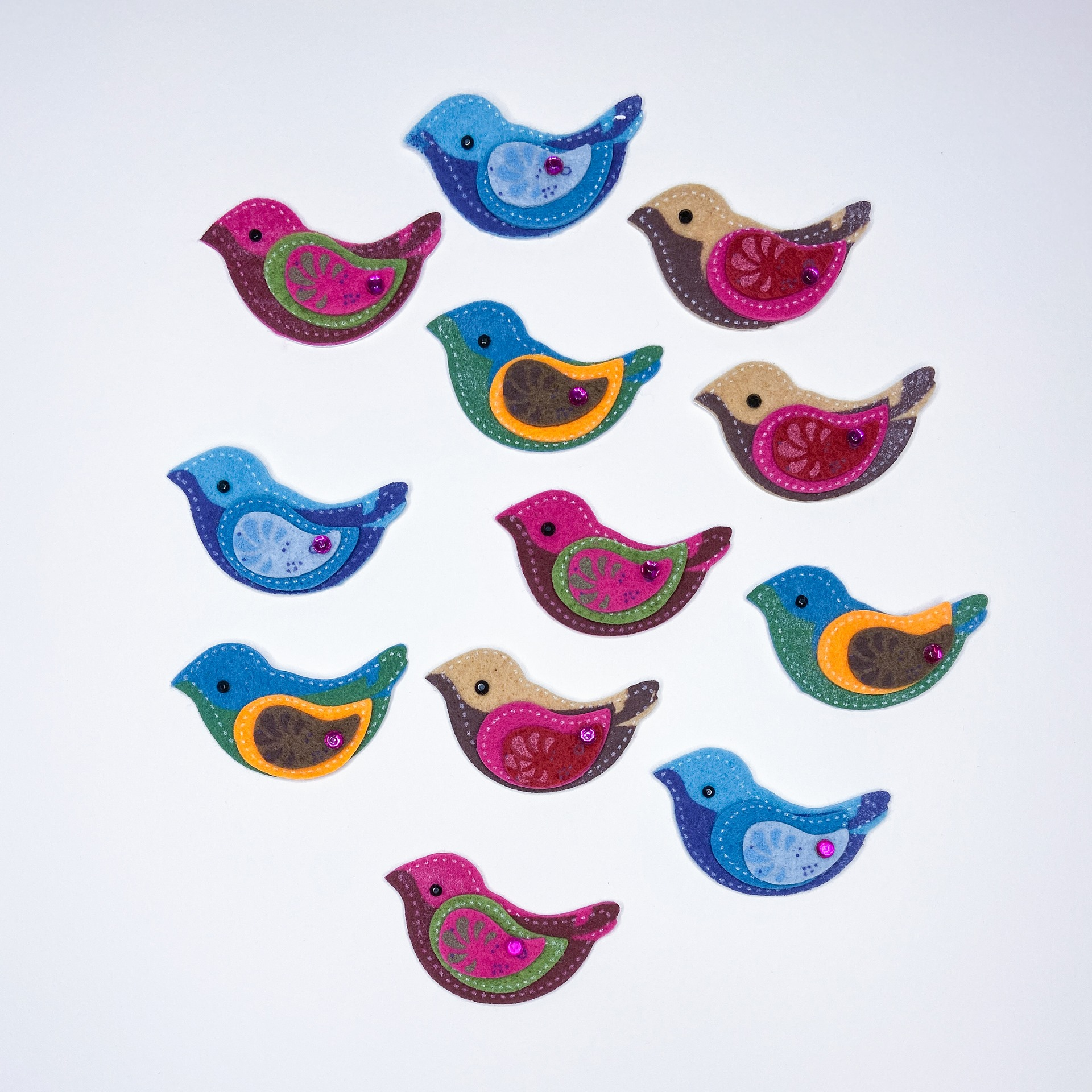 Декоративные наклейки из фетра. Набор №8 "птички", Арт. 2-093/08