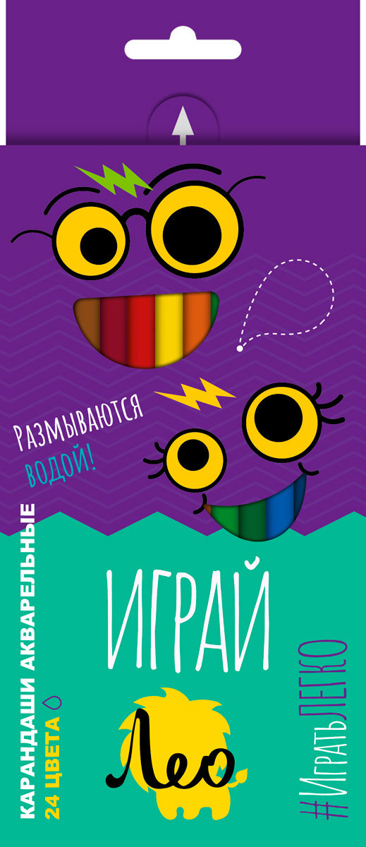 Лео Играй LGWP-24 Набор трёхгранных акварельных карандашей заточенный на 24 цвета