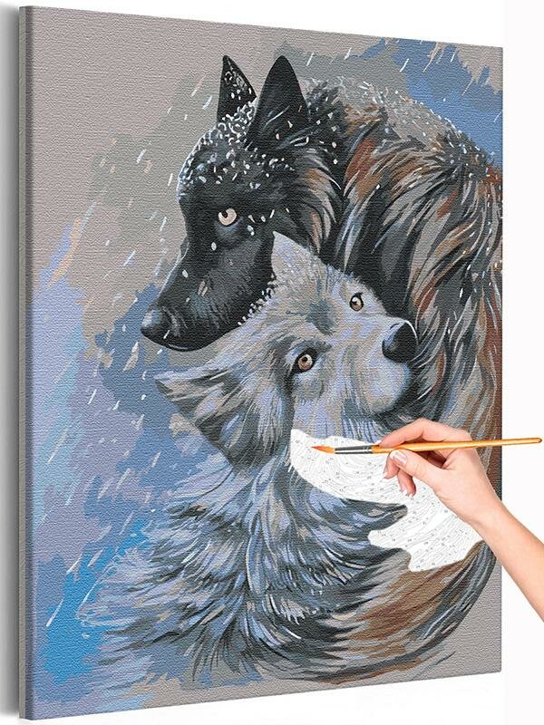 Я с тобой / Волки, животные / Любовь Раскраска картина по номерам на холсте 40х50