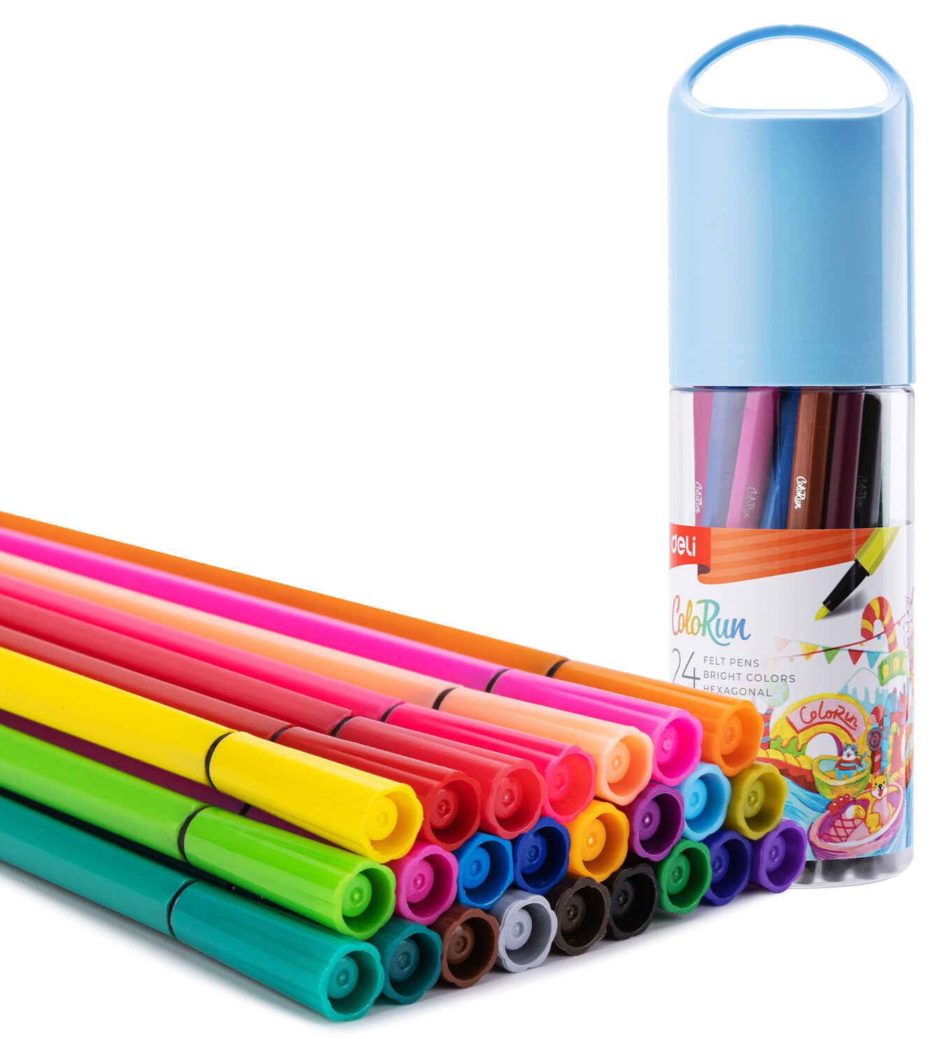 Набор из 12 штук Фломастеры Deli EC156-24 24цв. пластиковая туба