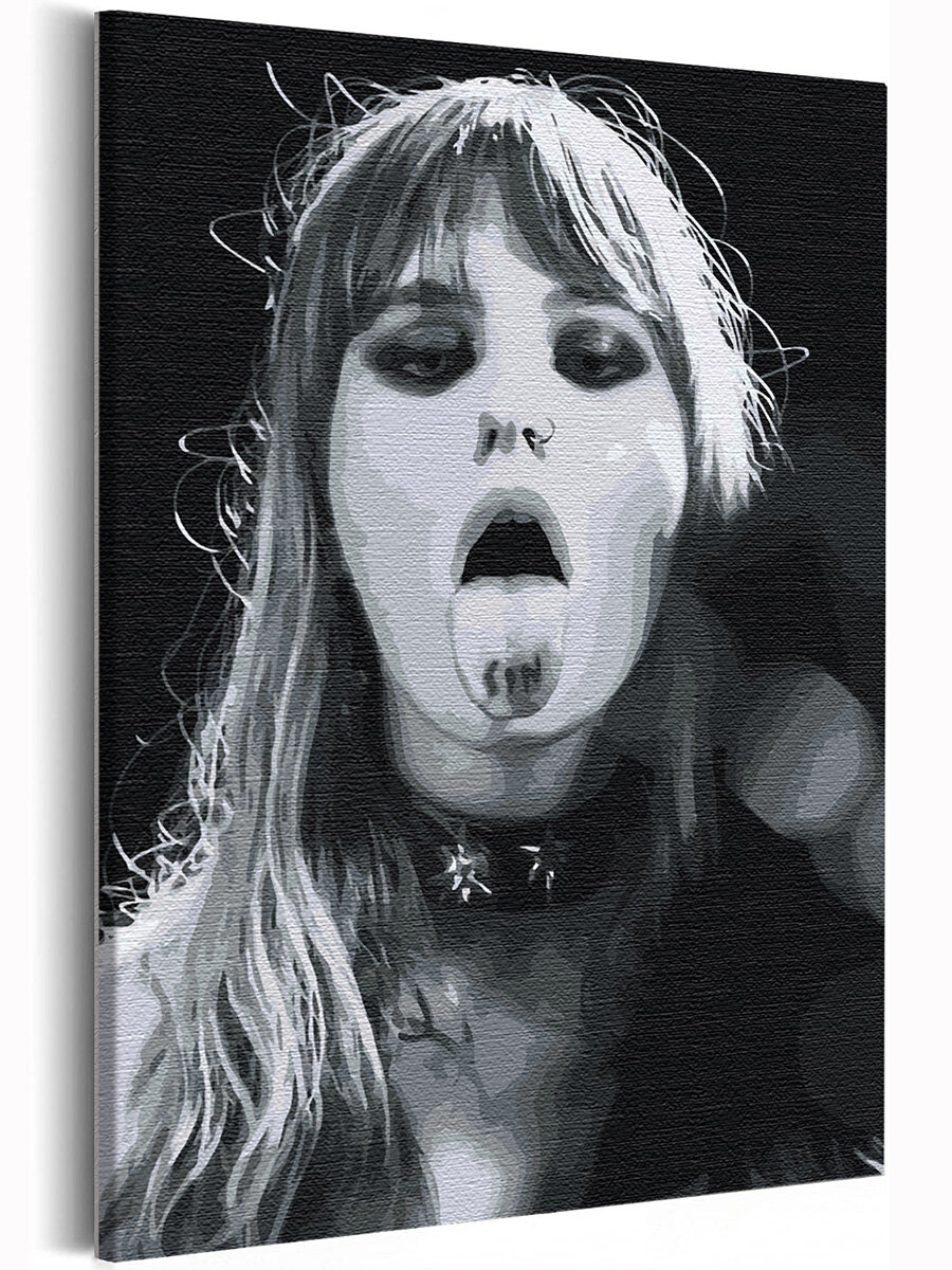 Maneskin / Виктория / Victoria De Angelis черно-белая Раскраска картина по номерам на холсте 30х40