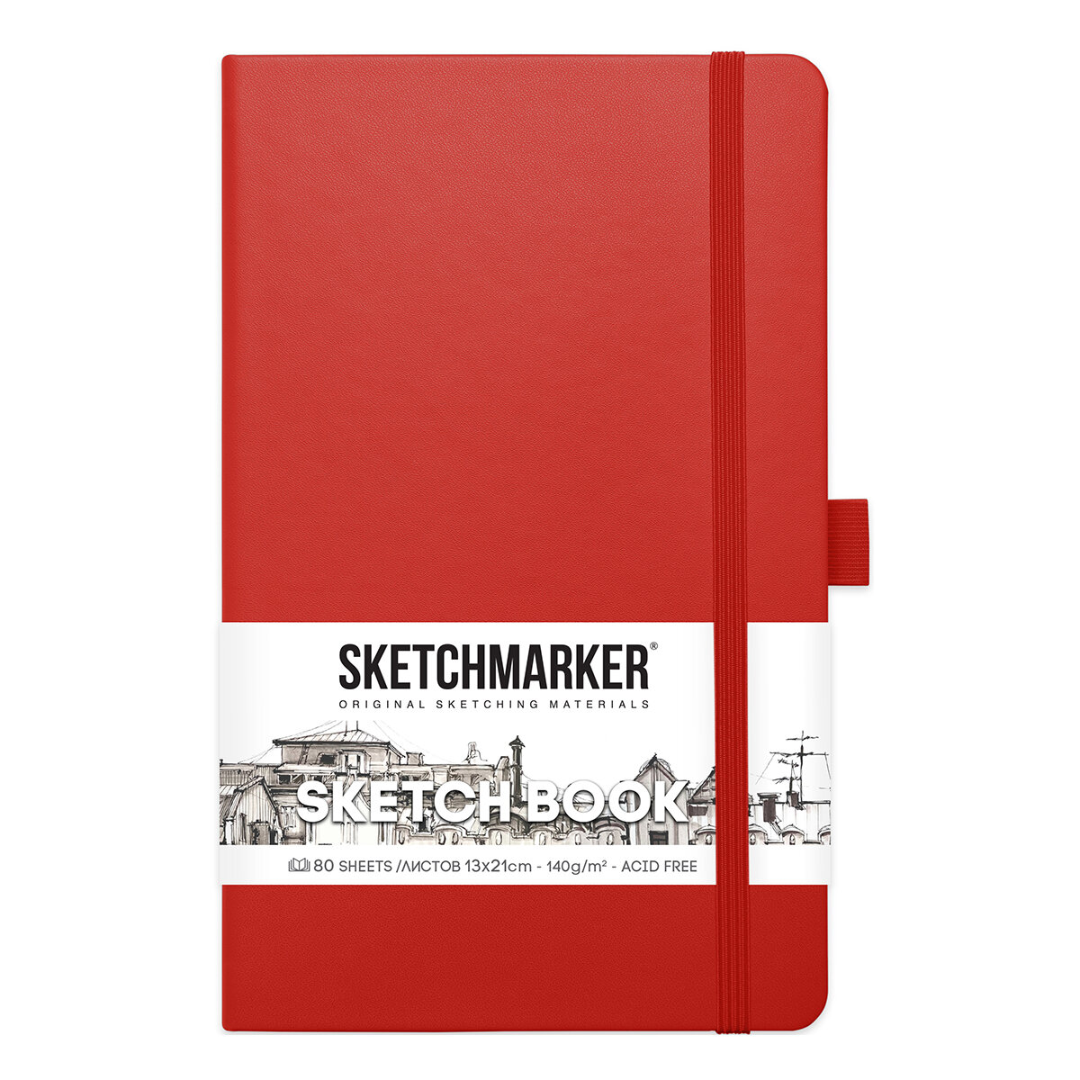 SKETCHMARKER Блокнот для зарисовок A5 13x21 см 80 л. 140 г/м2 твердый переплет красный