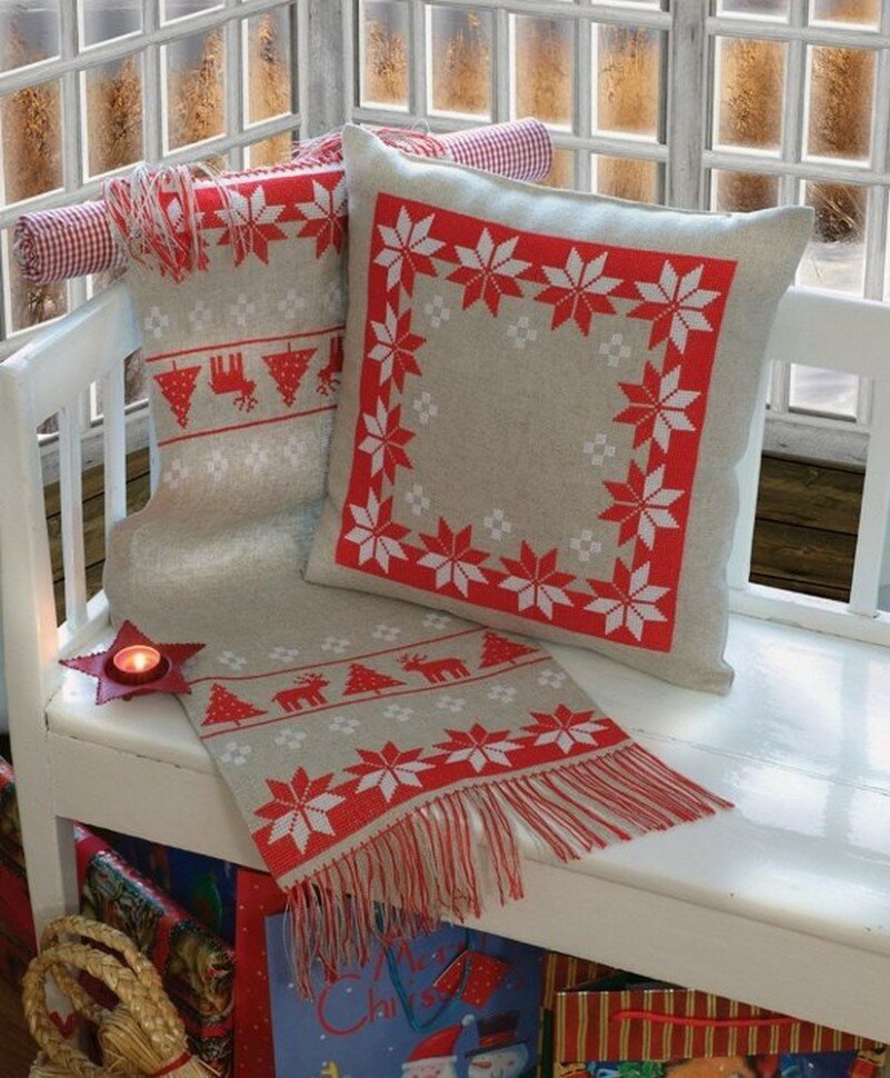 Набор для вышивания Anchor #02511 Дорожка "Олени, звезды и елки", Счетный крест, 36 x 104 см