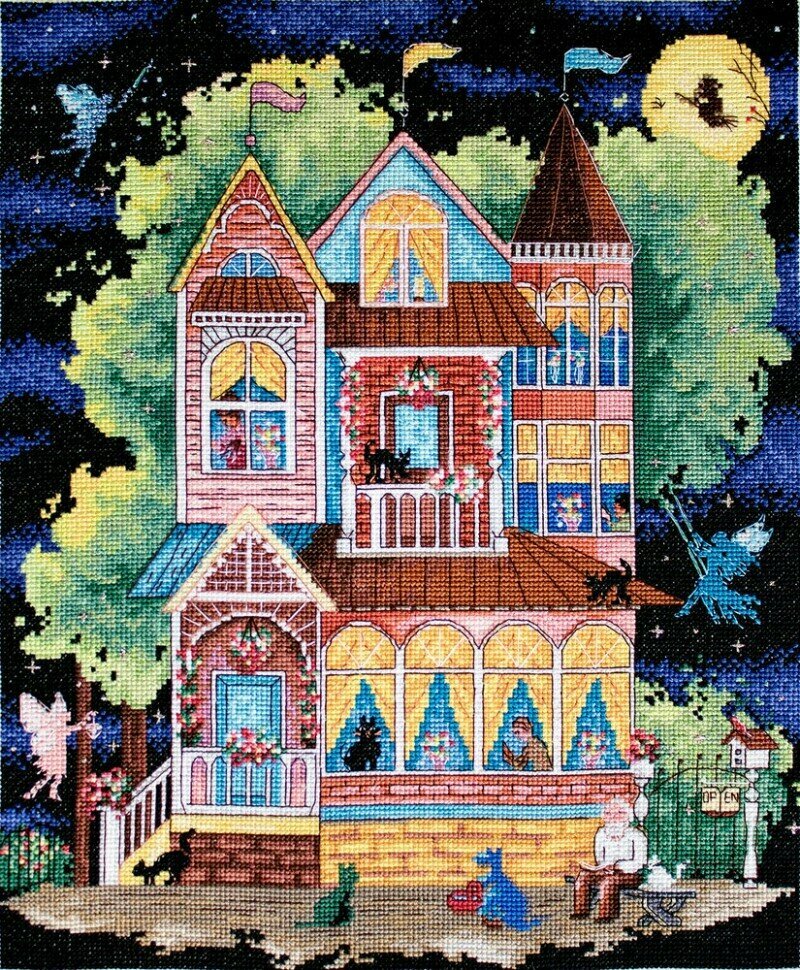 Набор для вышивания LetiStitch #937 Fairy tale house (Сказочный домик), Счетный крест, 32 x 26 см