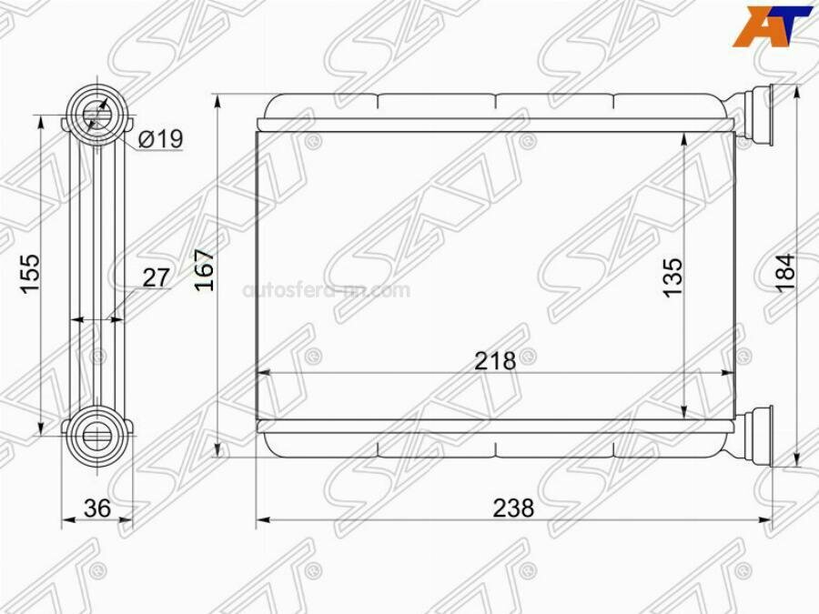 SAT STTY783950 Радиатор отопителя салона Toyota Town Ace 96-08