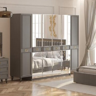 Шкаф 6-ти дверный Мэри Виктория СВК-09 графит/серебро