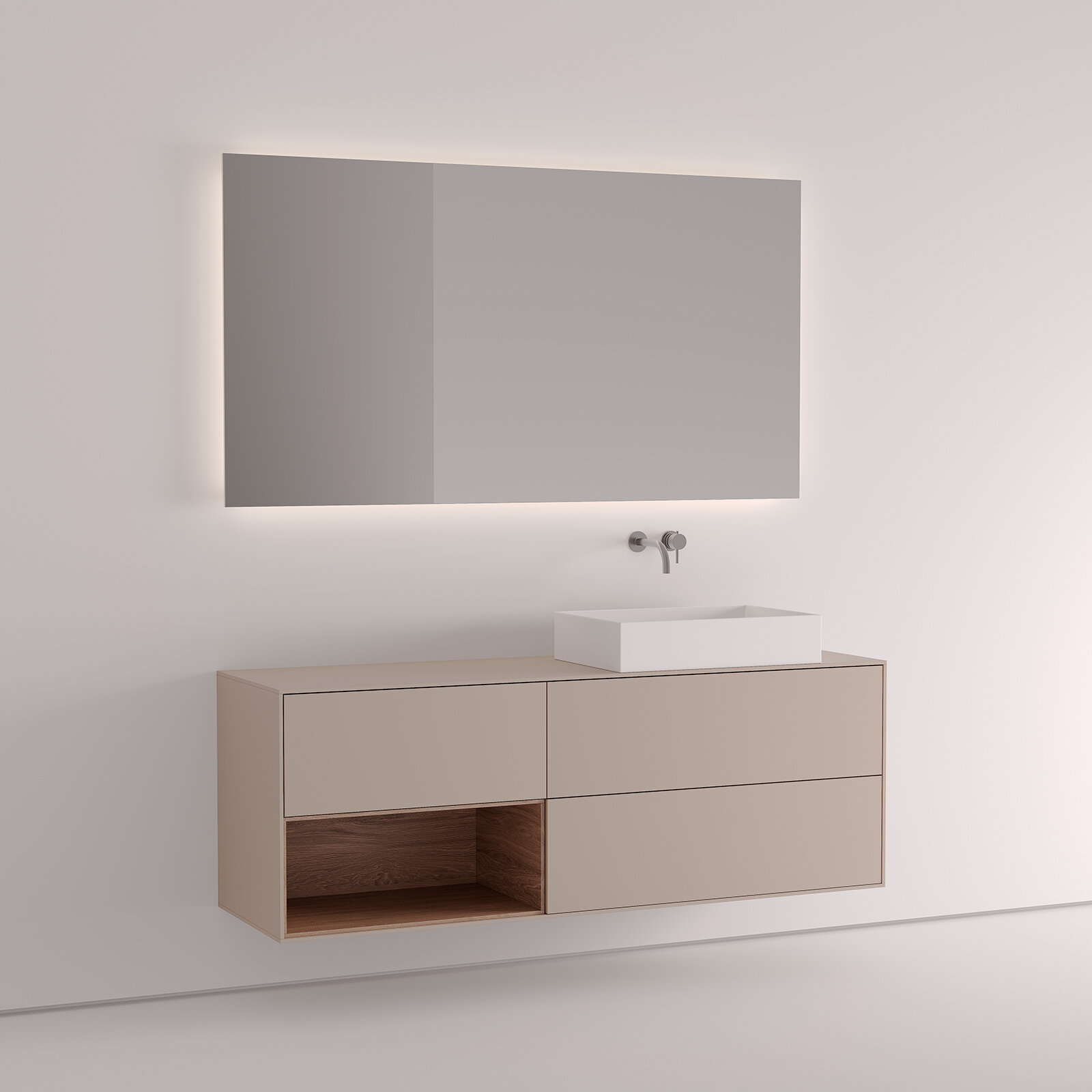 Тумба подвесная под две раковины 150 см. Vivomobili BEIGE ARIZONA