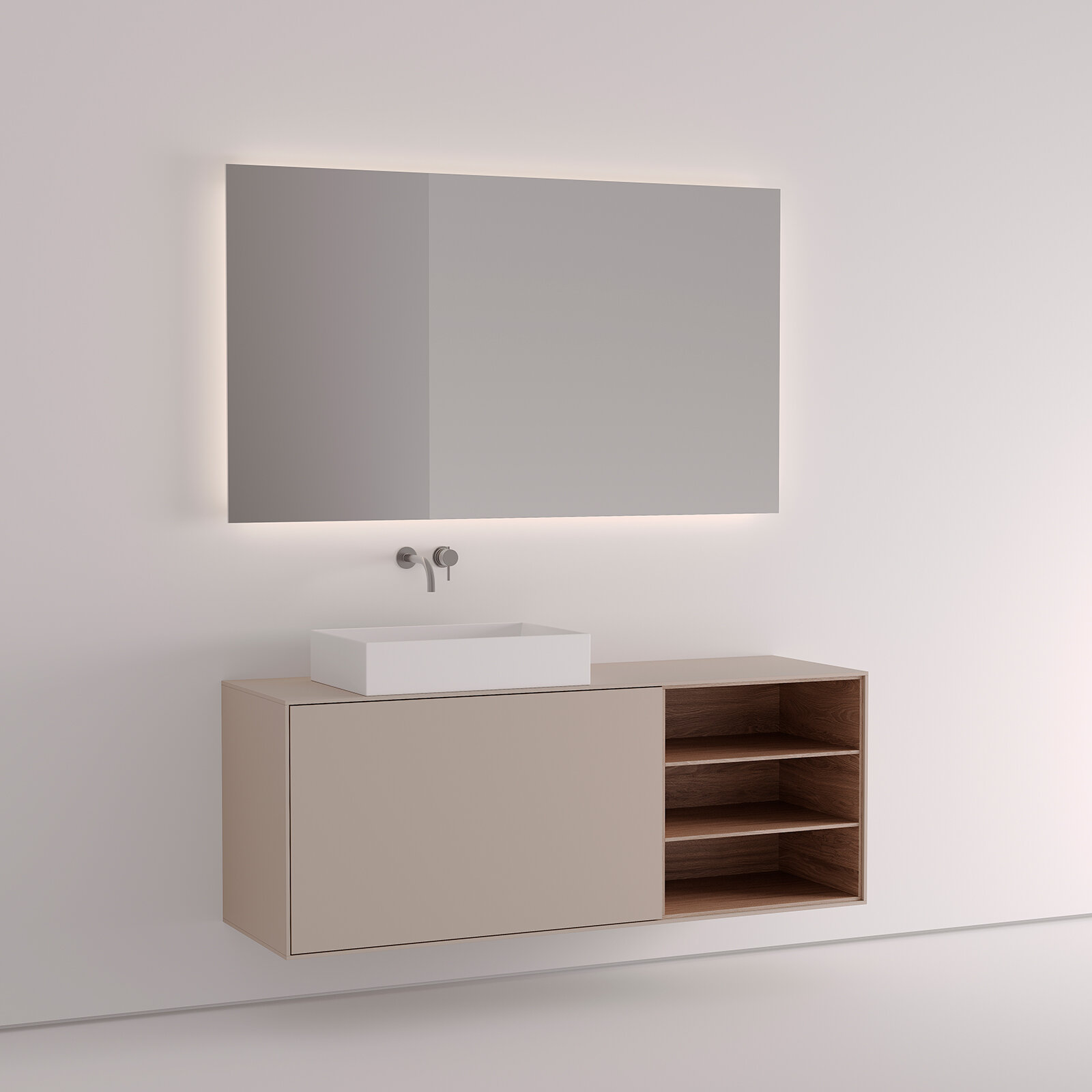 Тумба подвесная под две раковины 150 см. Vivomobili BEIGE ARIZONA