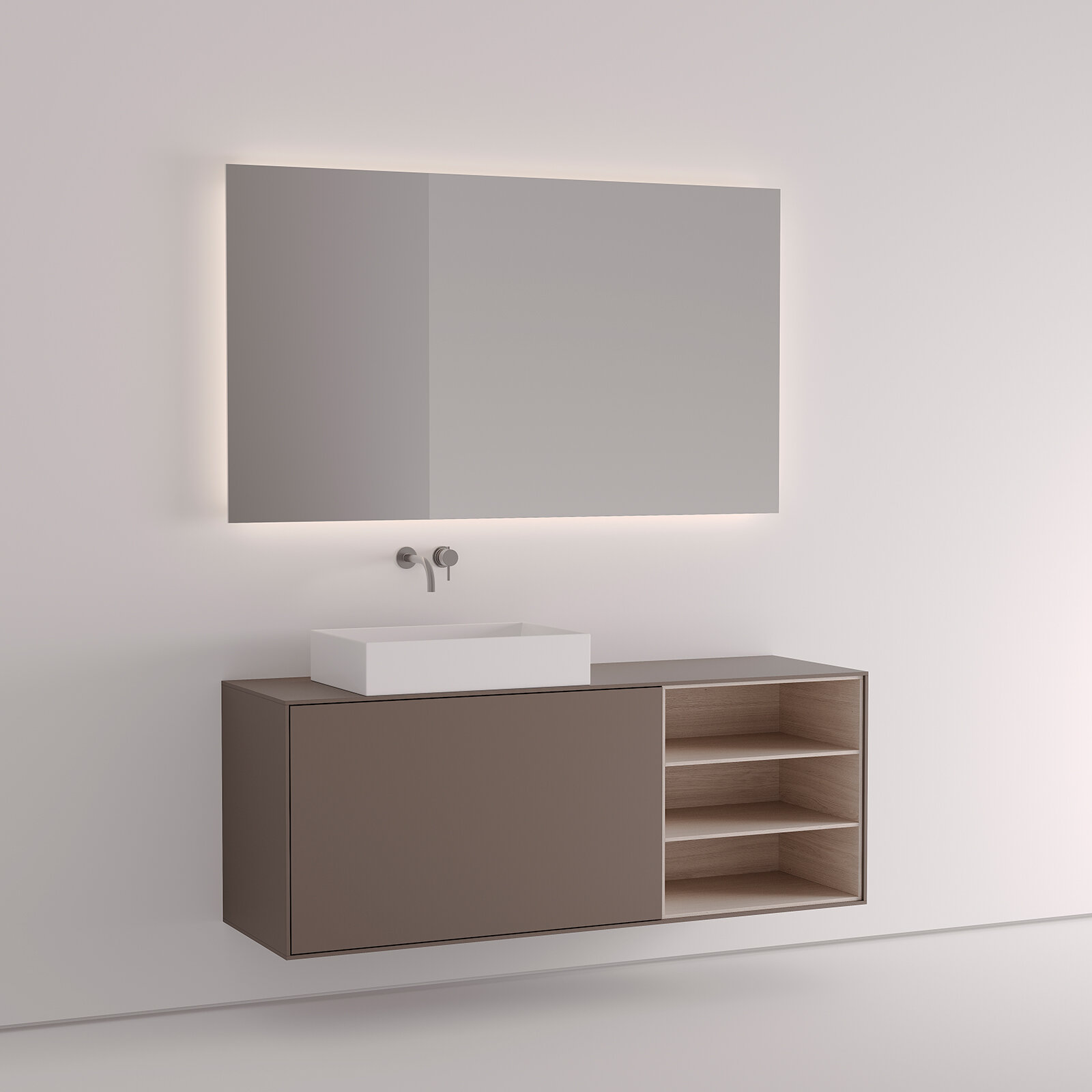 Тумба подвесная под 2 раковины 120 см. Vivomobili GRIGIO LONDRA