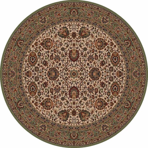 Ковер шерстяной Круглый на пол в гостиную в спальню 200х200 см бежевый классический ворс 8 мм 282567 KoverVDom