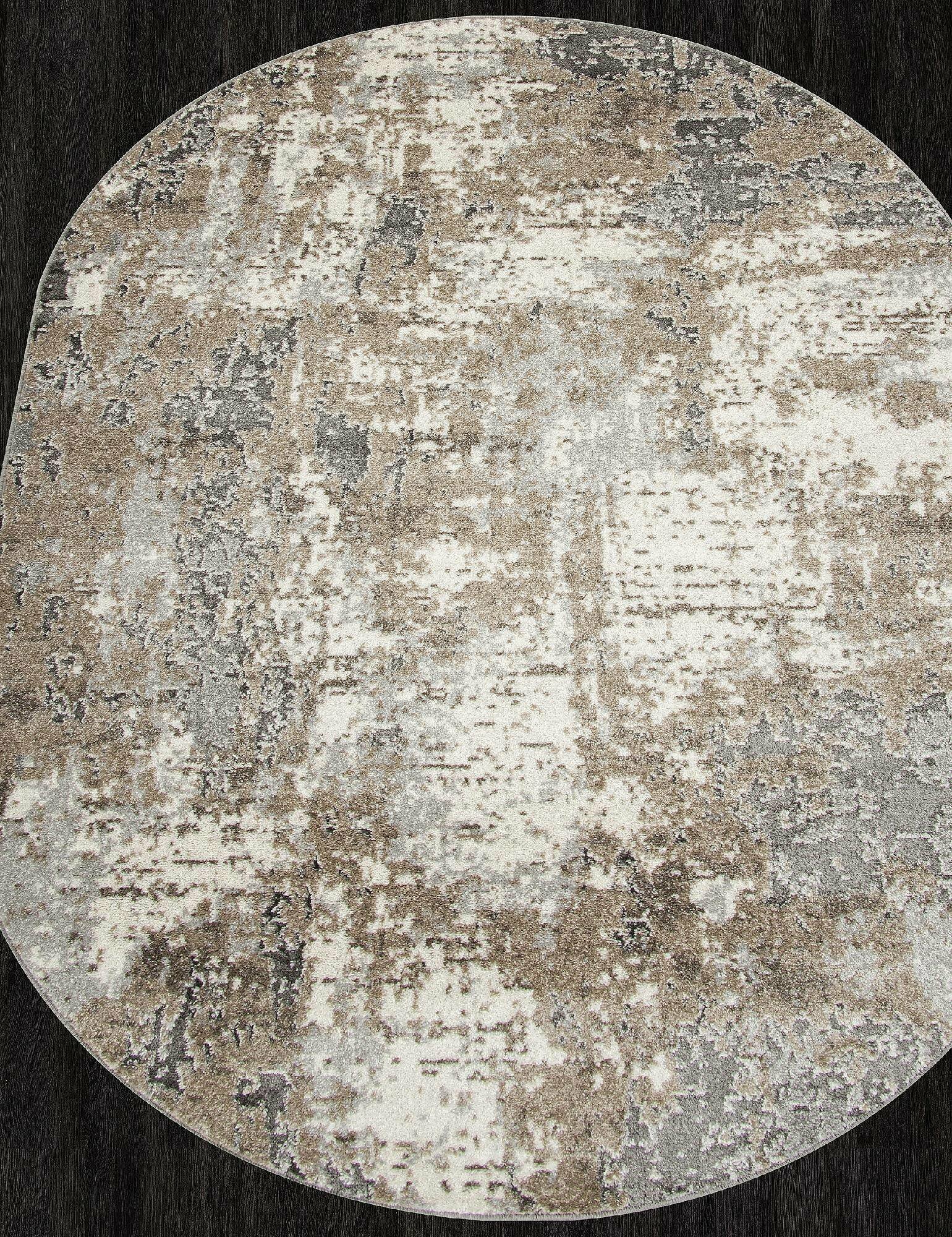 Ковер Овальный на пол в гостиную в спальню 160х300 см бежевый современный ворс 10 мм 304700 KoverVDom