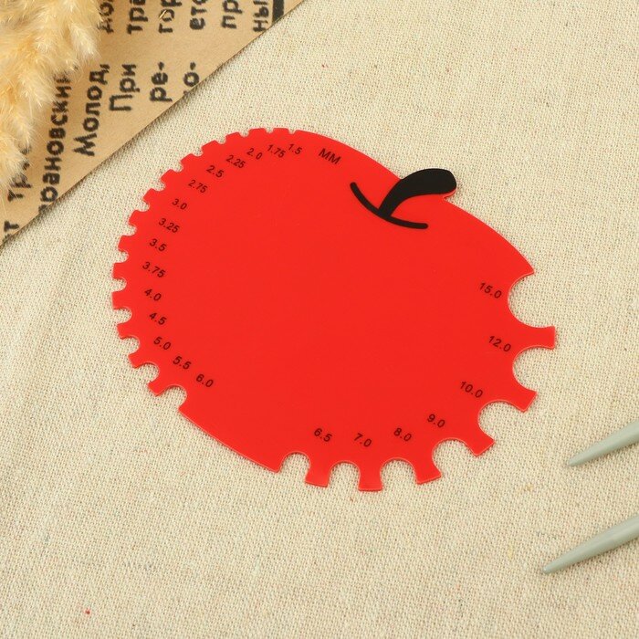 Линейка для определения размера спиц для вязания «Яблочко», 11 × 9 см