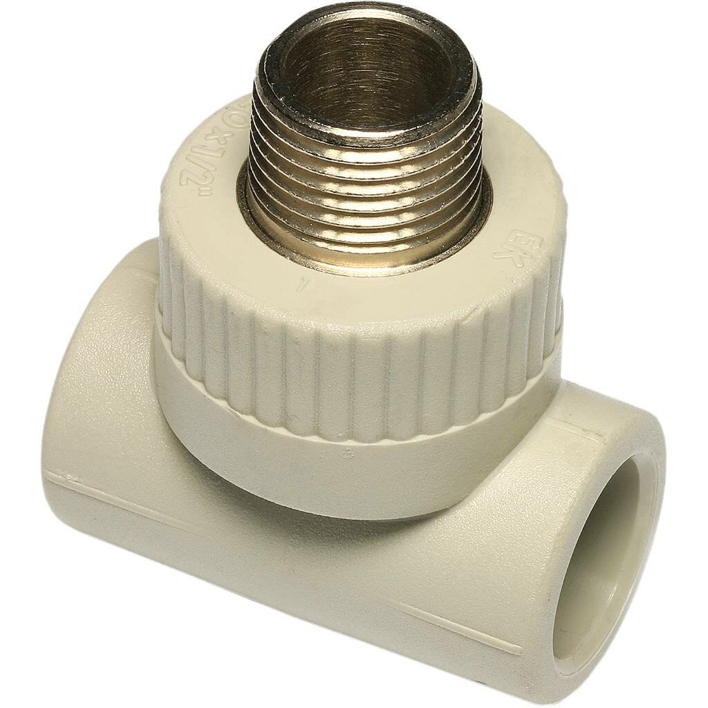 Тройник 20х1/2", с наружной резьбой, полипропиленовый, серый, 1 штука, Чехия | AA254020012