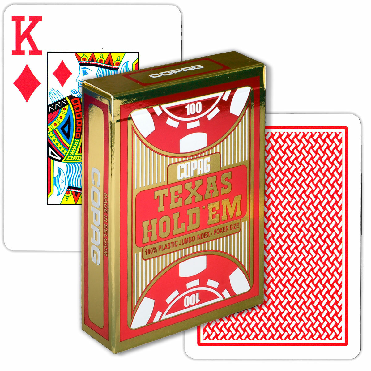 Copag Texas Holdem Gold, 100% пластиковые игральные карты, красная рубашка