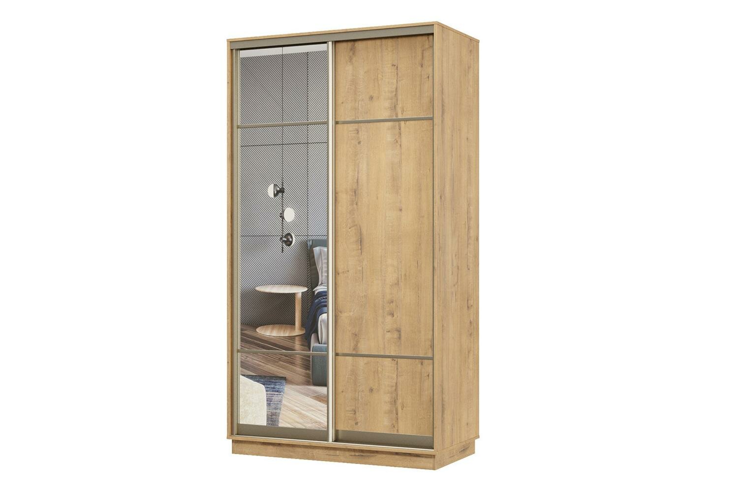 Шкаф-купе для одежды 2-дверный Практик, 120х240х60 см, бежевый, серебро