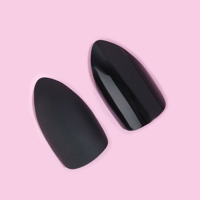 Накладные ногти, 24 шт, с клеевыми пластинами, форма миндаль, полное покрытие, цвет матовый чёрный