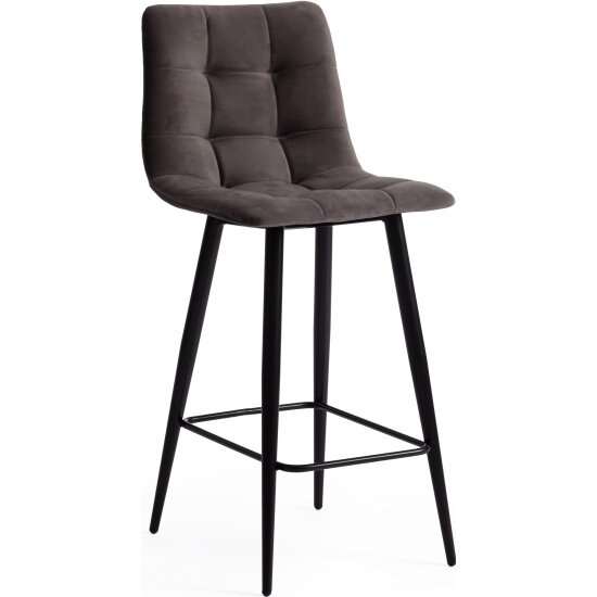 Стул полубарный Tetchair CHILLY (mod. 7095пб ), ткань/металл, 55x44x94 см, высота до сиденья 66 см, темно-серый barkhat 14/черный (2шт/уп)