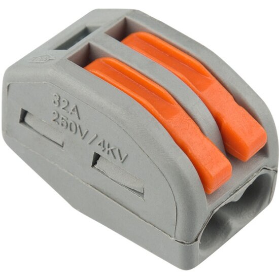 Соединительная многоразовая клемма Rexant 2-проводная, 0.08-4 кв. мм, серый, 10 штук