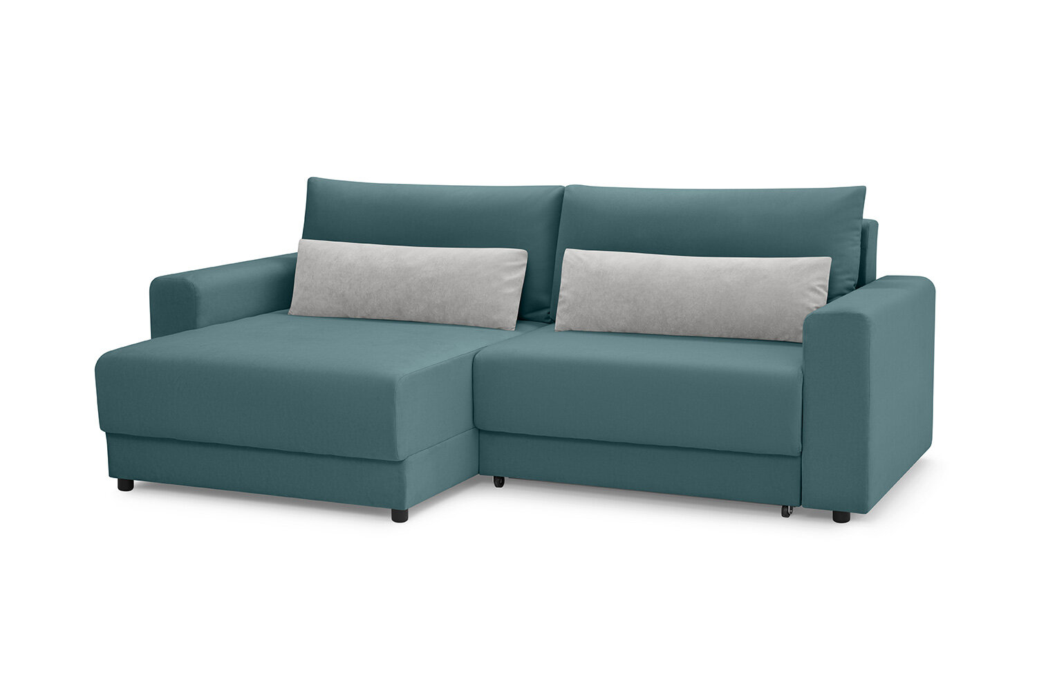 Угловой диван-кровать Hoff Таун, велюр, 239х94х150, с универсальным углом, цвет серо-голубой