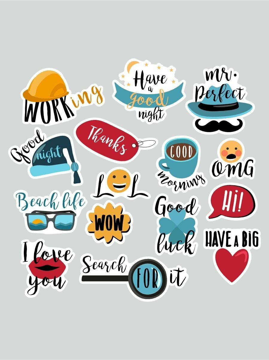 Наклейки-стикеры иконки надписей