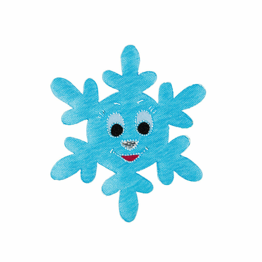 BLITZ термоаппликация №4 4-28 снежинка с улыбкой голубая декор-аппликация одежды