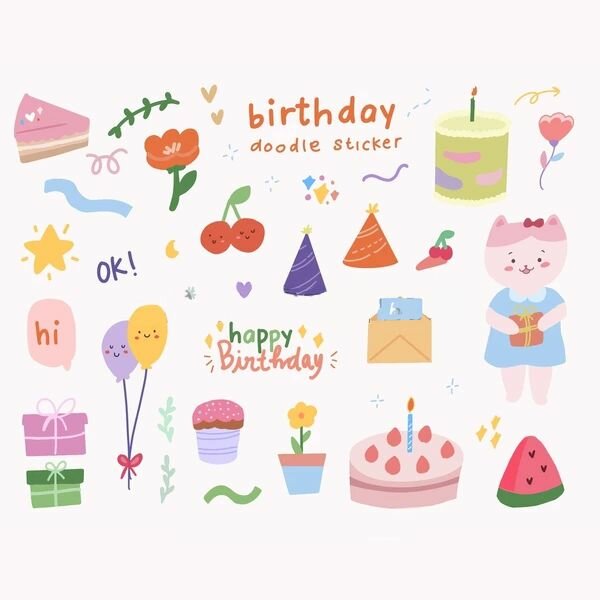 Наклейки стикеры на День рождения