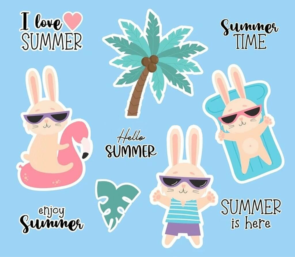 Наклейки стикеры Зайка на море