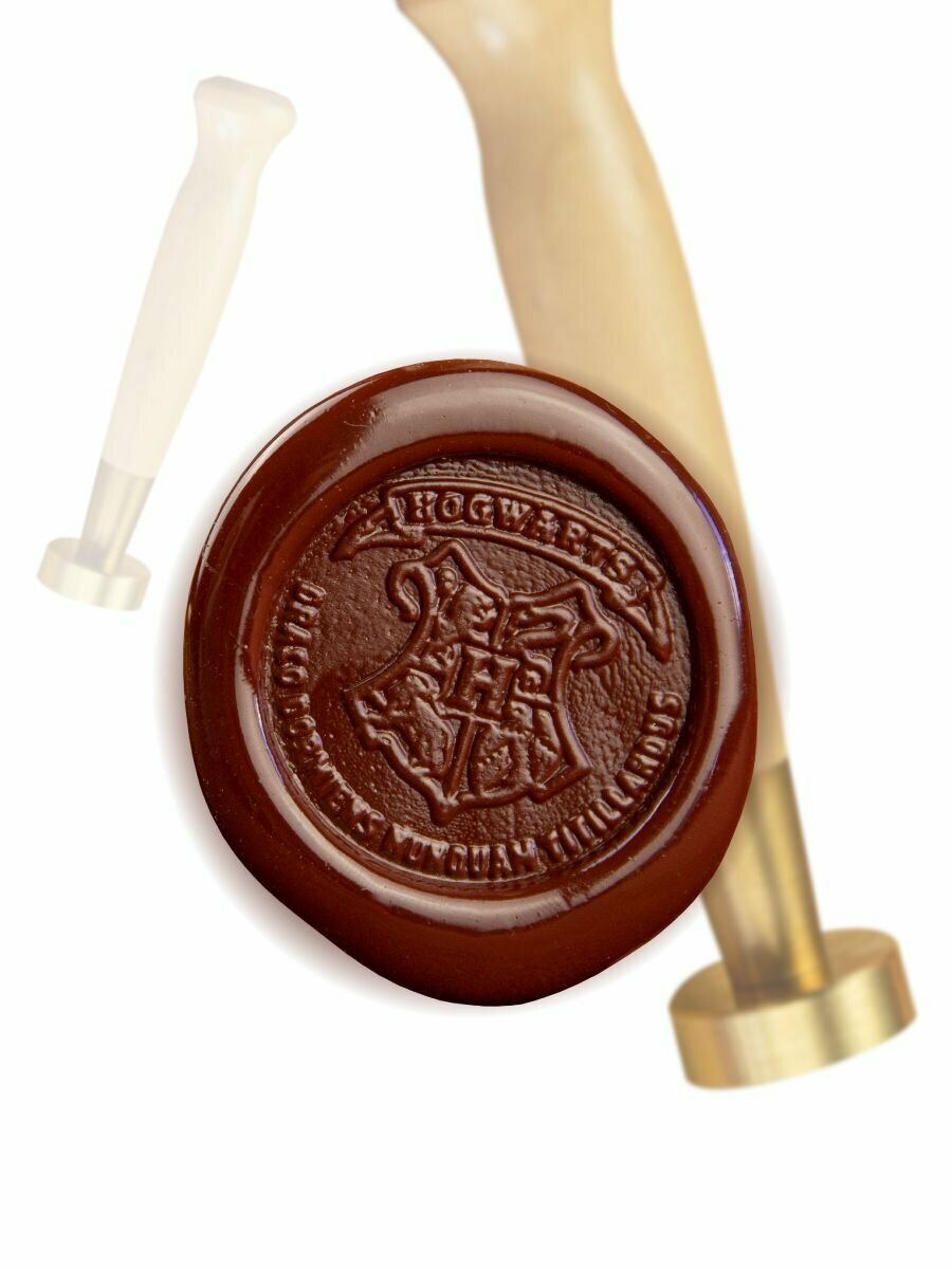 Сургучная печать с деревянной ручкой. Оттиск для скрапбукинга. Штамп 30мм, "Хогвартс"