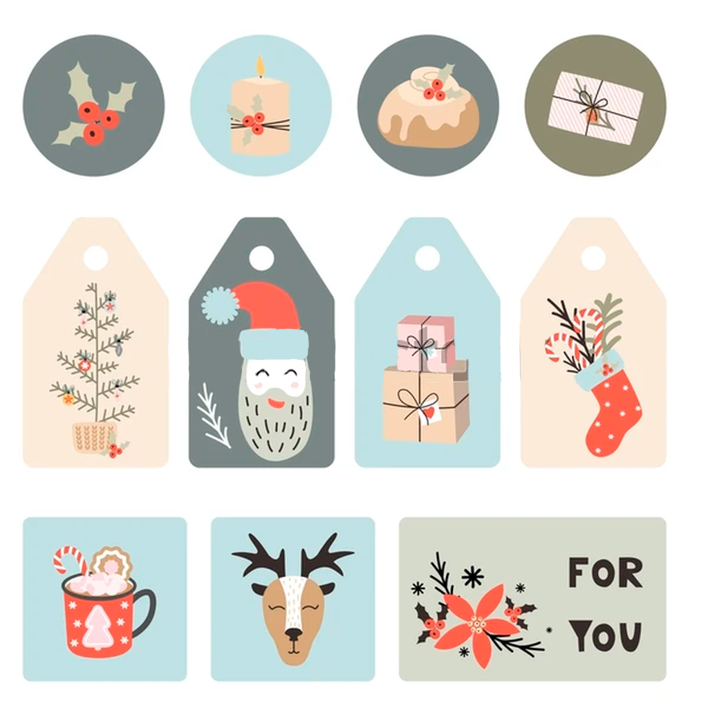 Наклейки стикеры Новогодние открытки