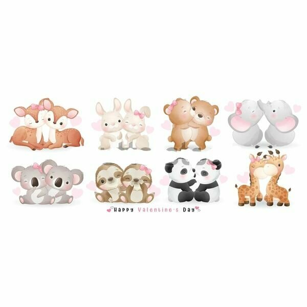 Наклейки- милые пары животных