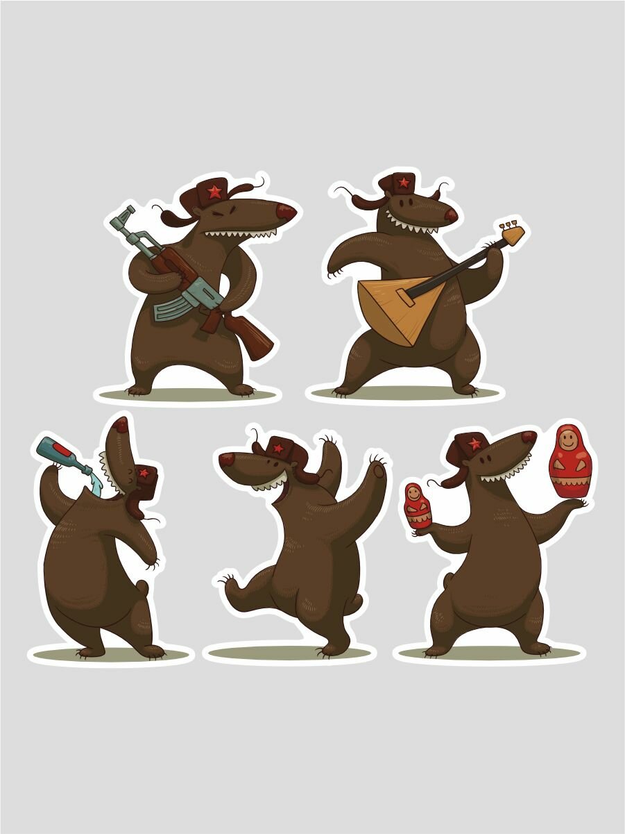 Наклейки-стикеры русский медведь