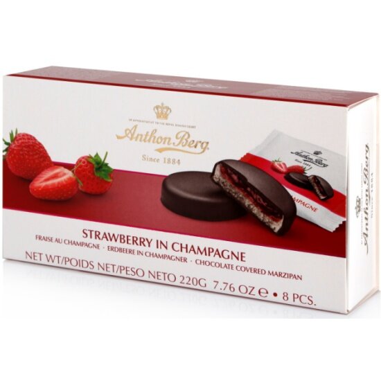 Конфеты шоколадные Anthon Berg с марципаном "Клубника в шампанском" 220 г
