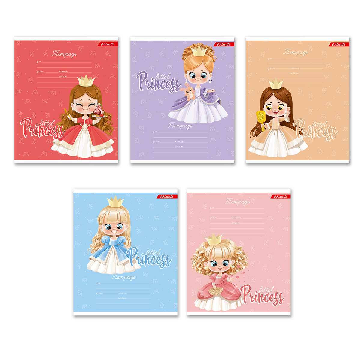 SVETOCH тетрадь учебная A5+ 12 л на скобе 65 г/кв. м белизна 100% Принцессы в ассортименте 1шт